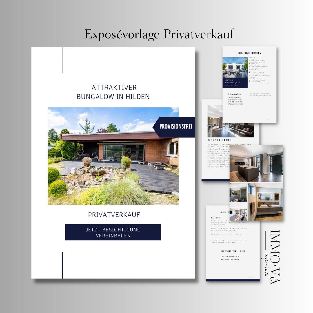Exposé Template Private Sale, Expose Real Estate Canva, Real Estate ...