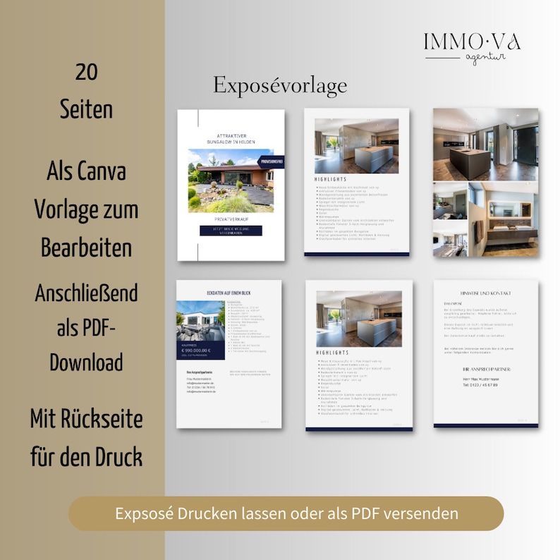 Exposé Template Private Sale, Expose Real Estate Canva, Real Estate ...
