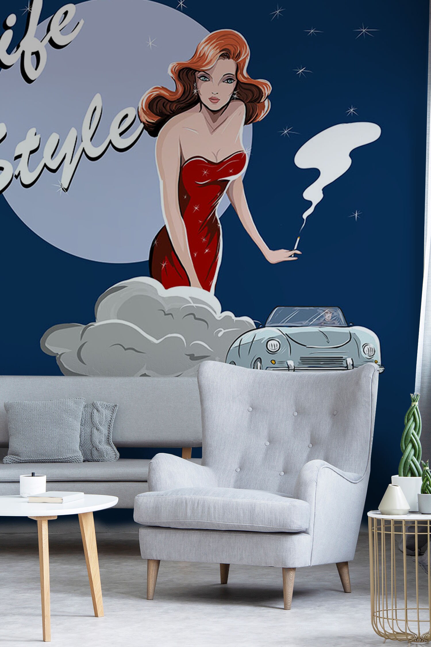 MURALS Pin up Woman Comic Illustration Wall Murals Wallpaper | Etsy