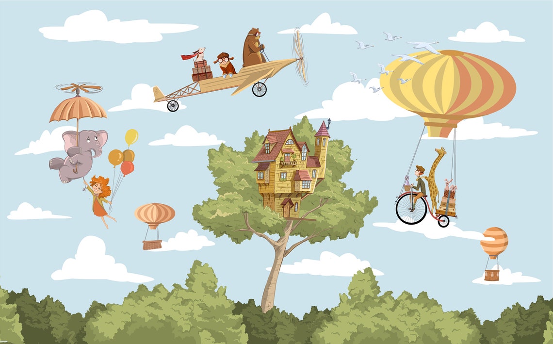 Child Wallpaper Mural - Wallpaper With Animals - Wallpaper Kids Mural ...
