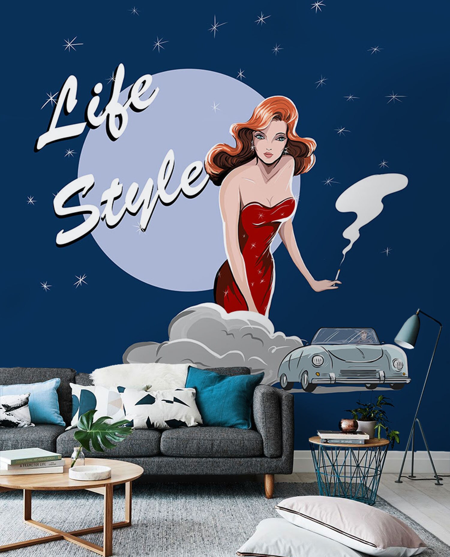 MURALS Pin up Woman Comic Illustration Wall Murals Wallpaper | Etsy