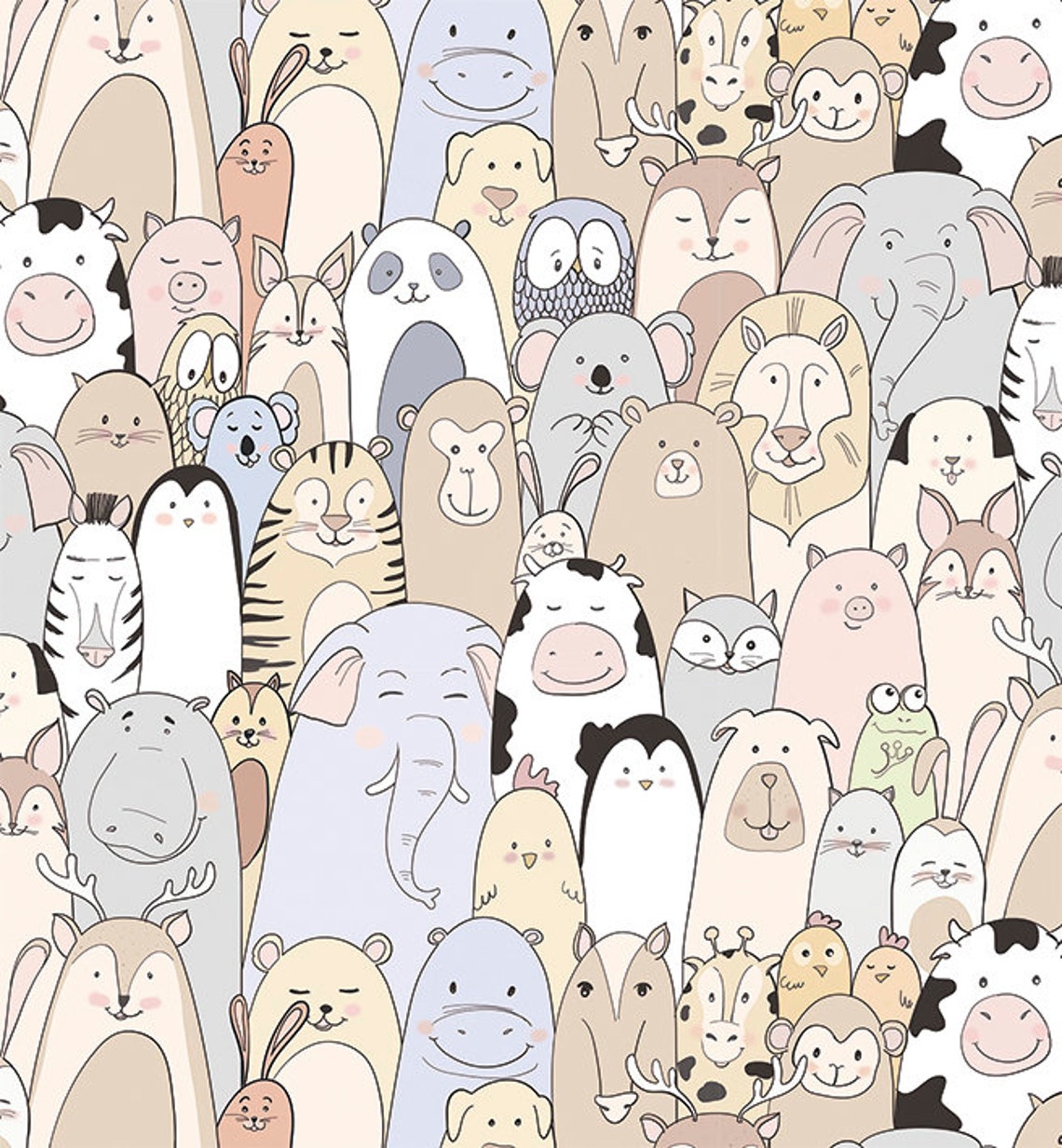 Children's Animal Wallpaper Children's Mural Zoo - Etsy