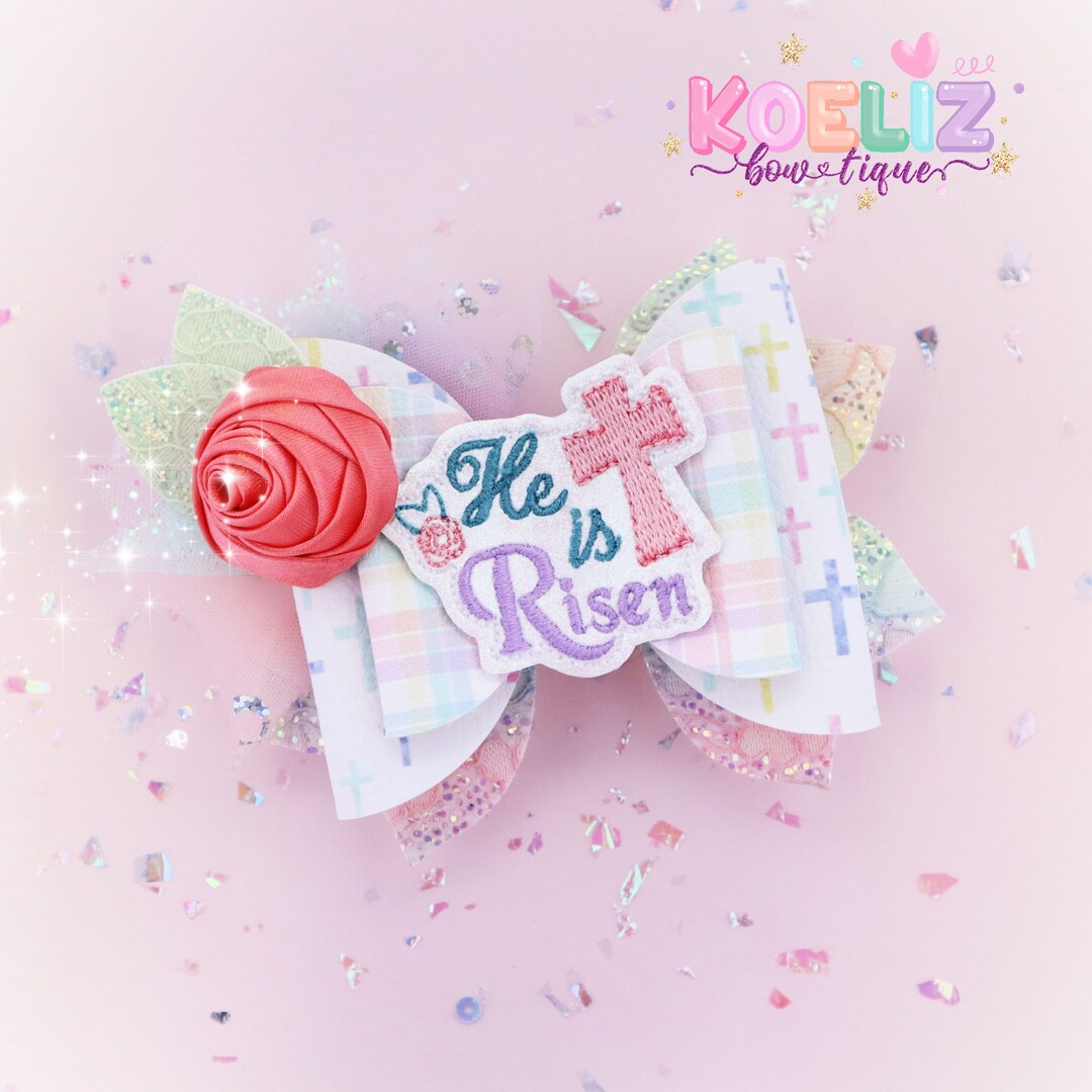 Easter Hair Bow for Girls and Toddlers, Christian He is Risen Hair Bow ...