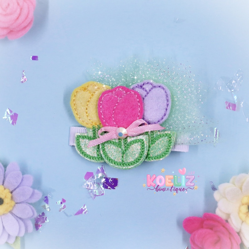 Tulips Floral Spring Hair Clip Hair Accessory for Girls and Toddlers - Etsy