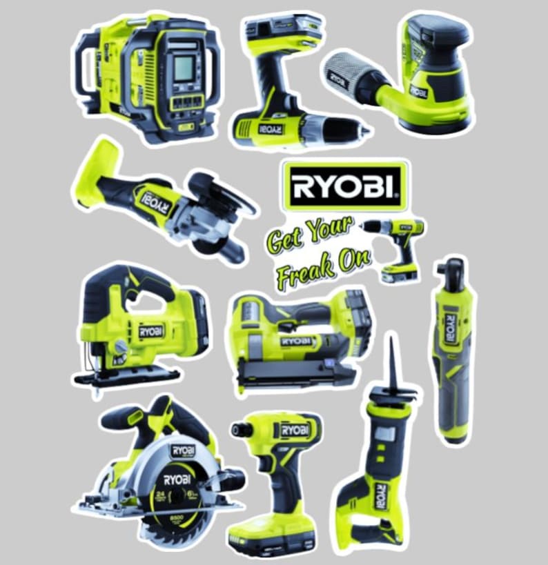 Custom Ryobi Decal Stickers Tools Drill Saw Fun Toolbox Decorate PICK ...