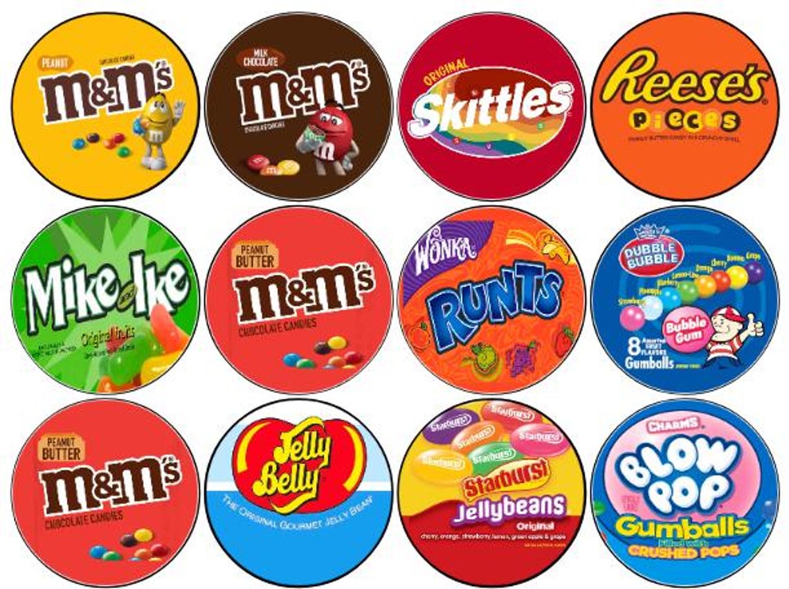 Candy Gumball VENDING MACHINE STICKERS Labels Decal - 2" Round - Etsy