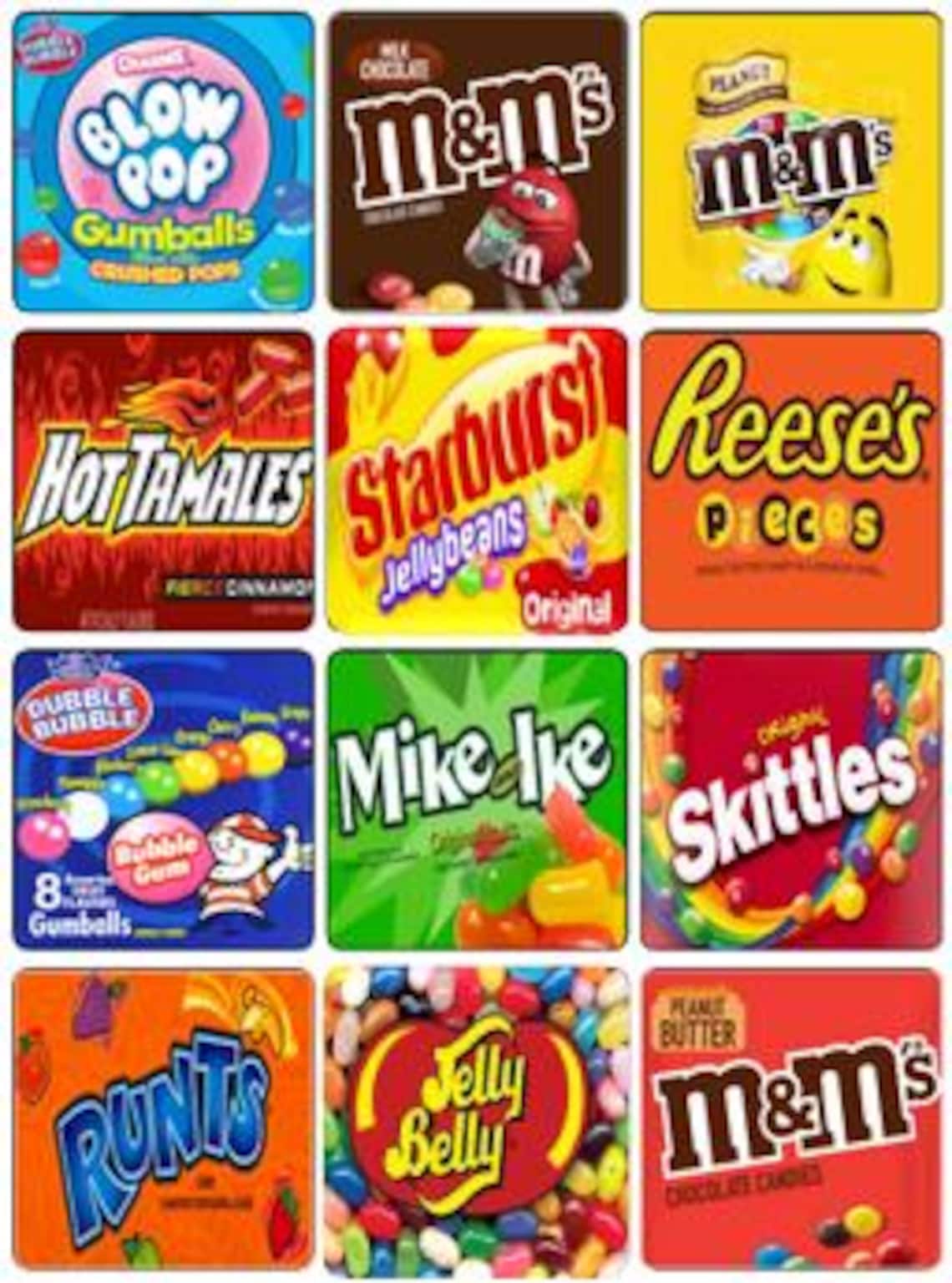 Candy VENDING MACHINE STICKERS Labels Decal - 2.5" X 2.5" - Etsy
