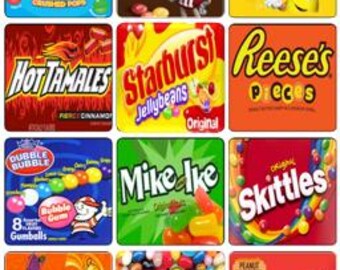 Candy VENDING MACHINE STICKERS Labels Decal - 2.5" X 2.5" With ...