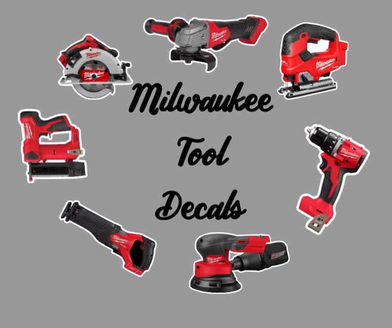 Custom Milwaukee Decal Stickers Tools Drill Saw Fun Toolbox Decorate ...