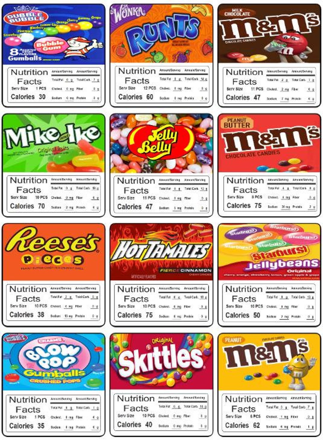Candy VENDING MACHINE STICKERS Labels Decal - 2.5" X 2.5" With ...