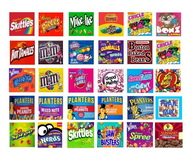 Candy VENDING MACHINE STICKERS Labels Decal - 2.5" X 2.5" - Etsy