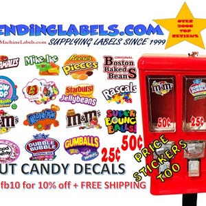 Die Cut Candy Gumball Vending Machine Label Sticker Decal 3" - Etsy
