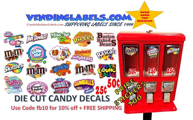 Die Cut Candy Gumball Vending Machine Label Sticker Decal 3" - Etsy