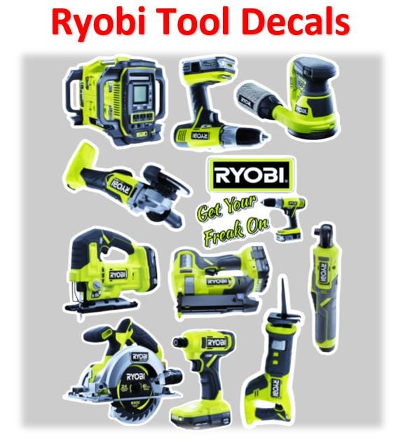 Custom Ryobi Decal Stickers Tools Drill Saw Fun Toolbox Decorate PICK ...