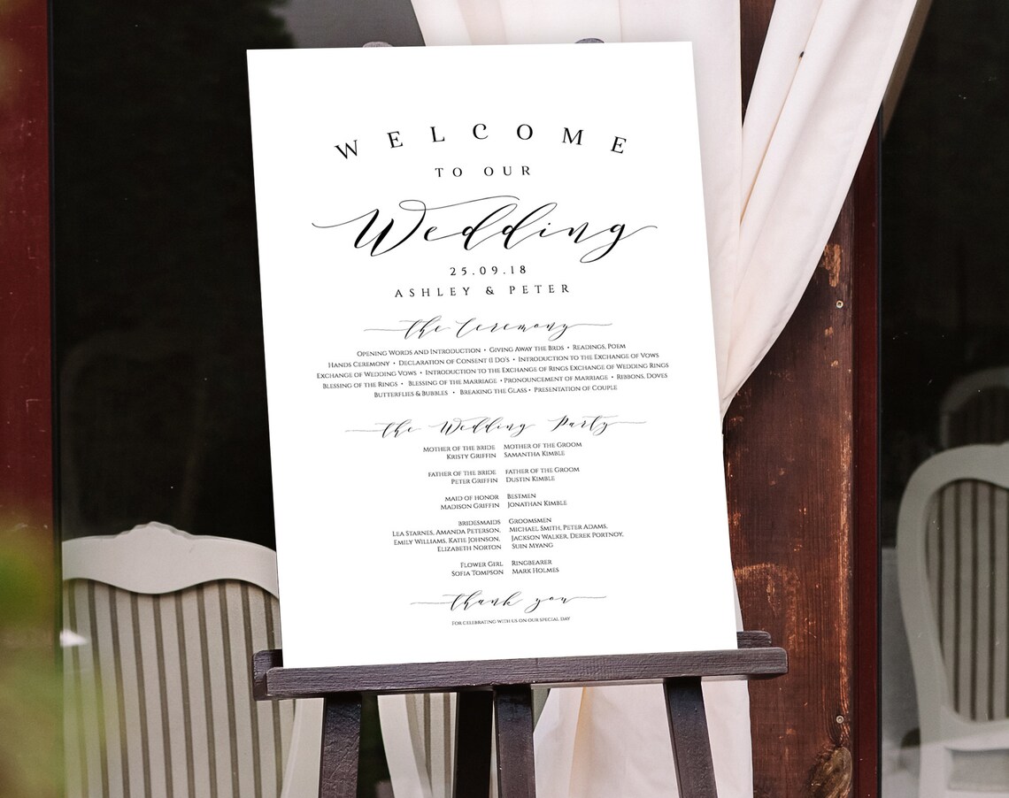 Welcome to Wedding sign Ceremony Wedding Sign Editable | Etsy