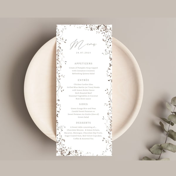 Vintage Wedding Menu - Etsy