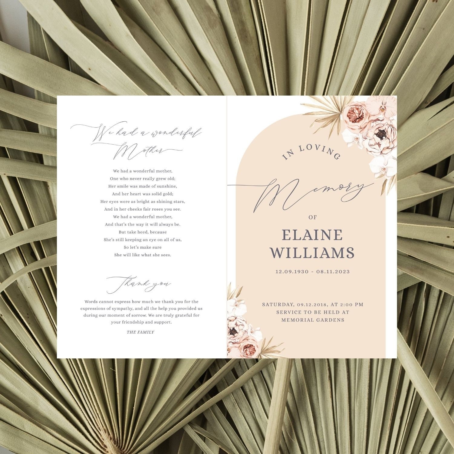 In Loving Memory Arch Funeral Program. Funeral Program With - Etsy