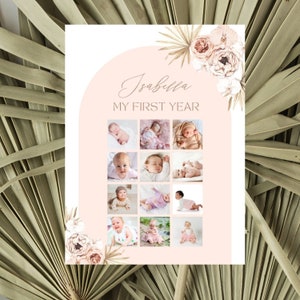 First Birthday Arch Boho Photo Collage Sign One Year Photo - Etsy