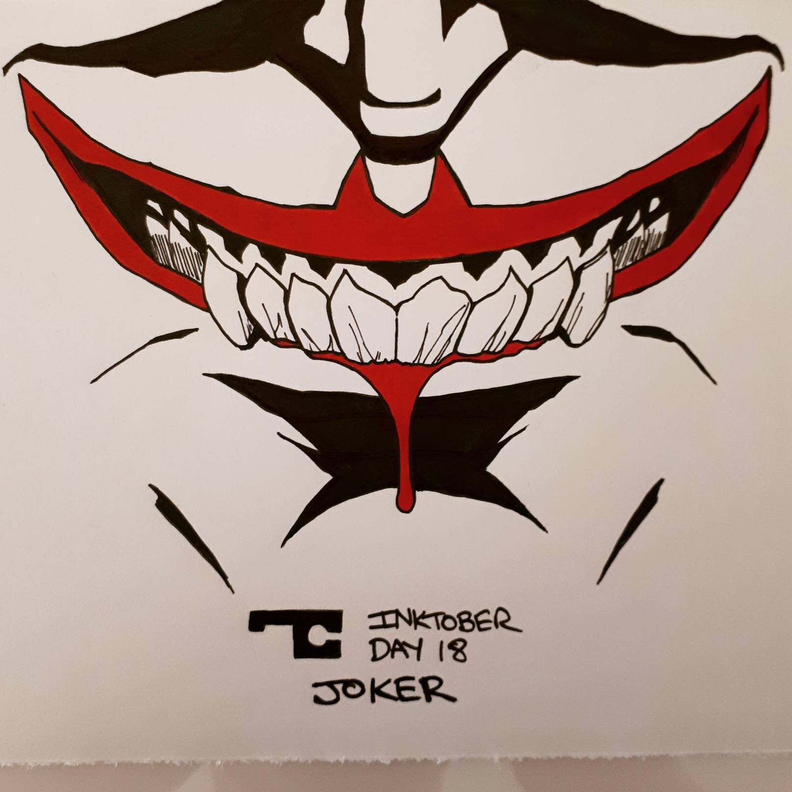 Joker Original Art Ink Drawing Inktober 2017 Day 18 A5 | Etsy