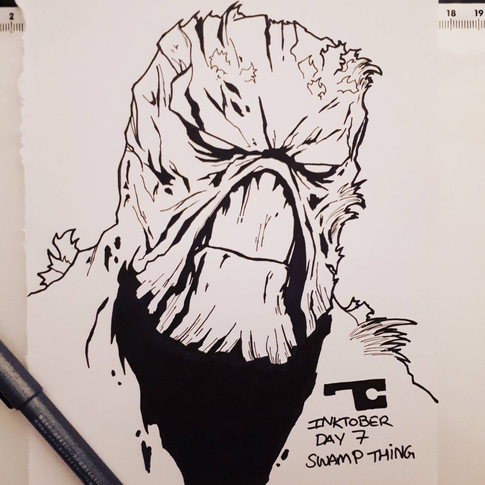 Swamp Thing Original Art Ink Drawing Inktober 2017 Day 7 | Etsy