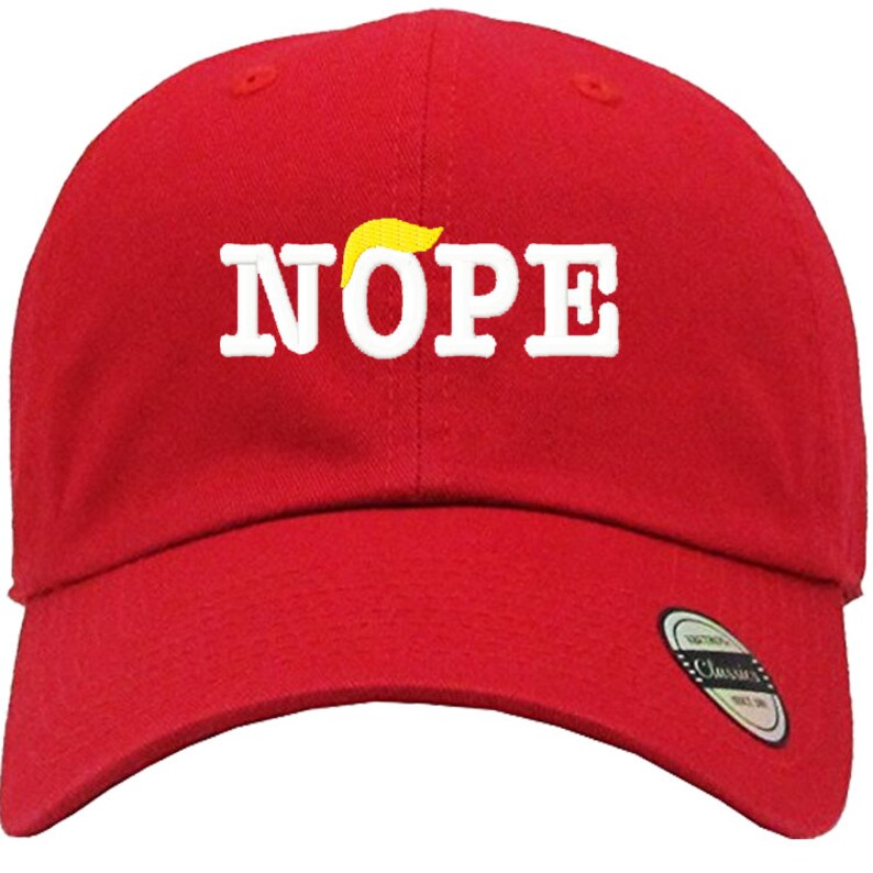 Nope Trump Hair Embroidered, Polo Style Baseball Hat, Dad Hat, Anti ...