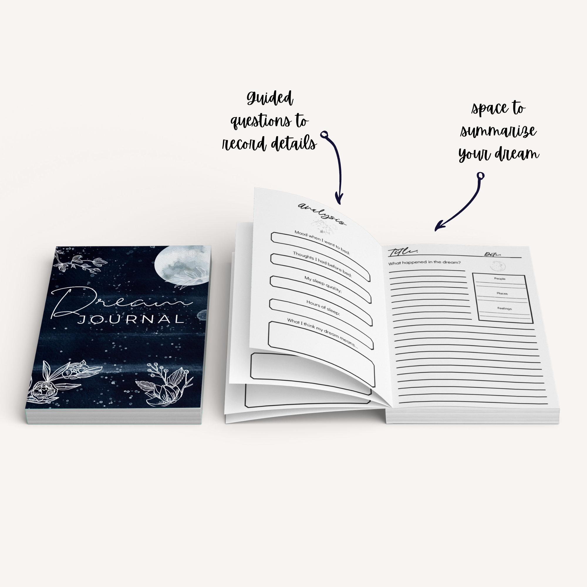 Dream Journal Notebook Guided Dream Tracker Guided Dream | Etsy