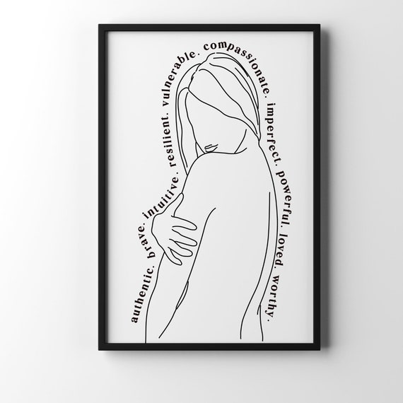Digital Body Positive Line Art Print Wall Art Love Yourself/ line art ...