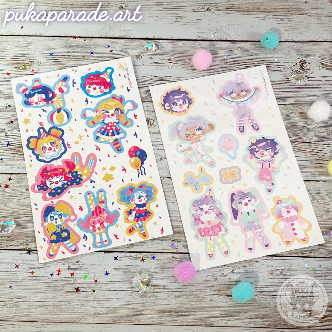 Silly Clowns Holo Sticker Sheets - Etsy