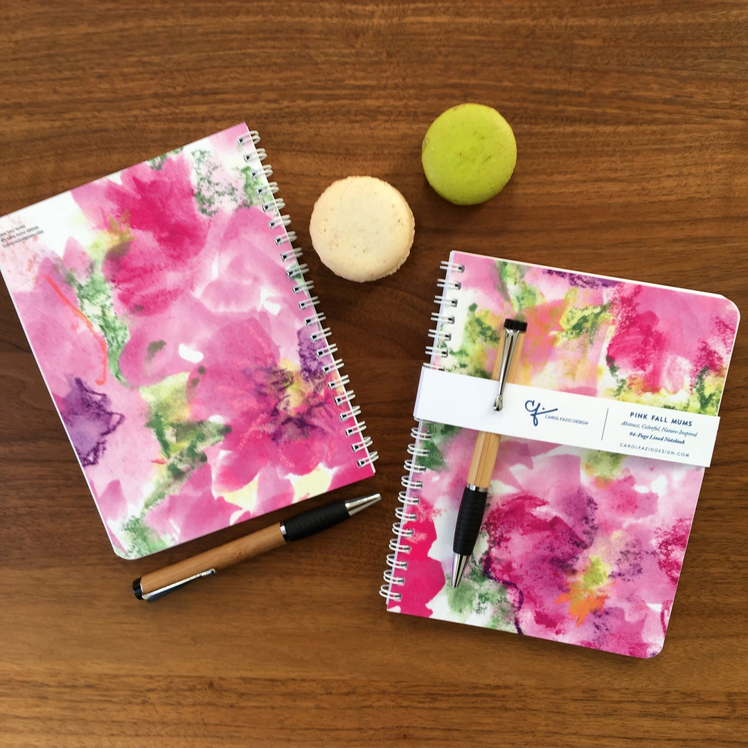 Journal Gift Set With Bamboo Pen, Free Gift Wrap, Pink Fall Mums ...