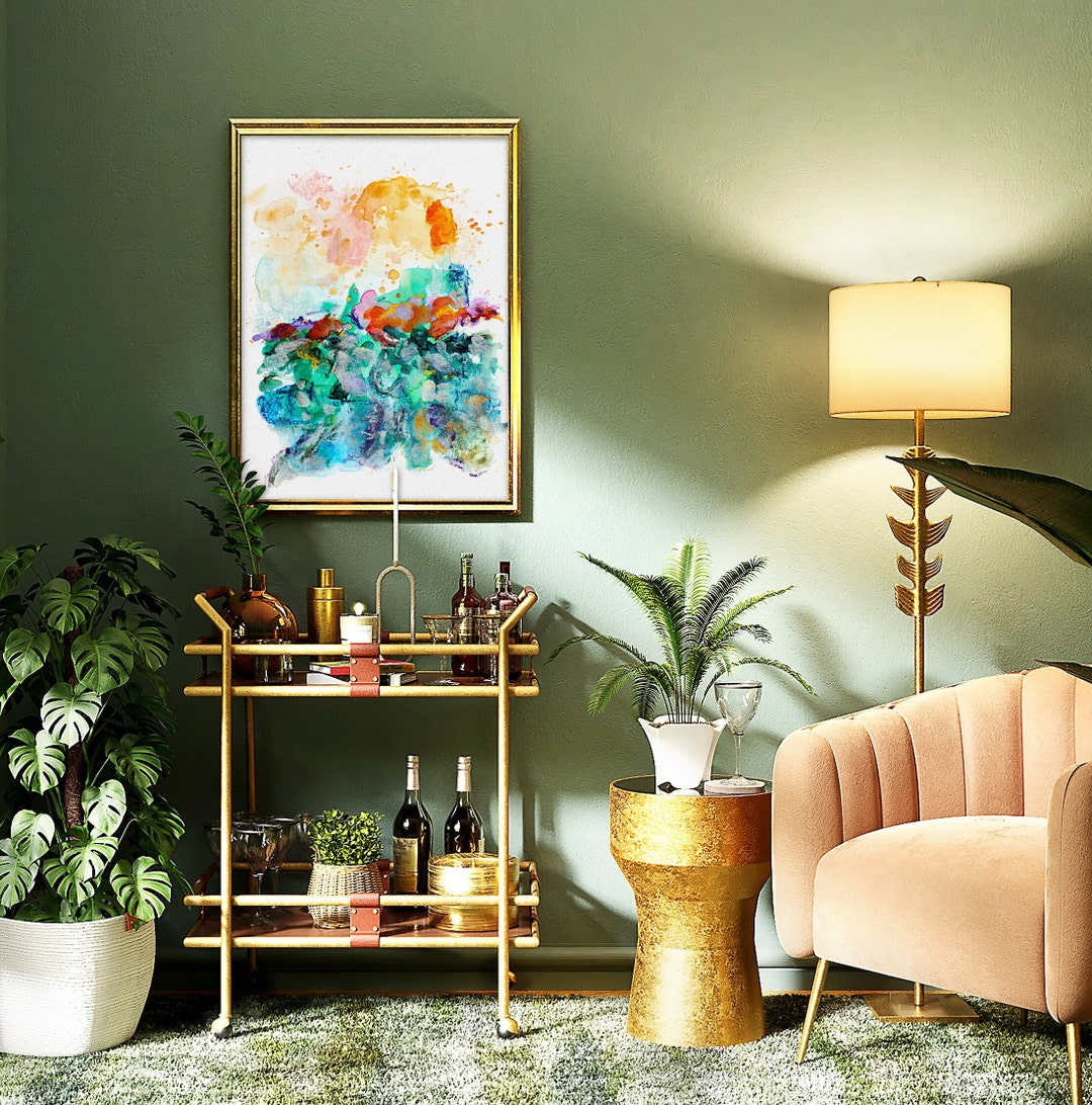 Hurricane Waters Art Print: Abstract Seascape With Metallic Gold - Etsy
