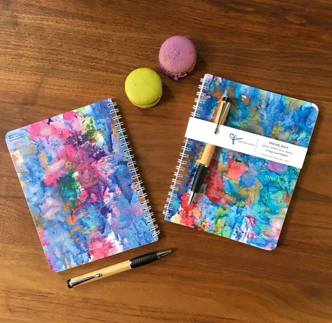 Journal Gift Set and Bamboo Pen, Free Gift Wrap, Spring Rain, Lined ...