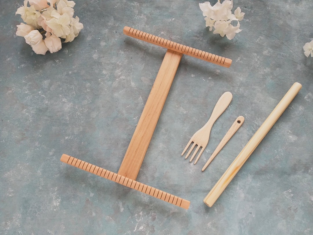 Small Weaving Loom Kit With Tools, Travel Loom in Walnut, Natural ...