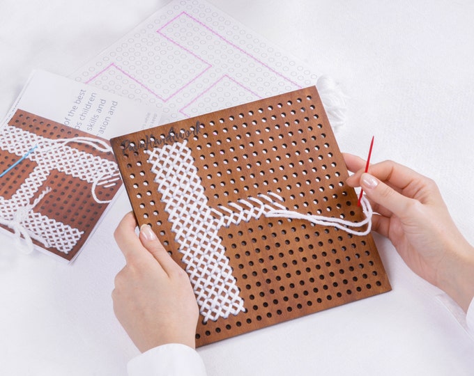Kids Embroidery Kit, Wooden Embroidery Board Kit, Easy Sewing Craft ...