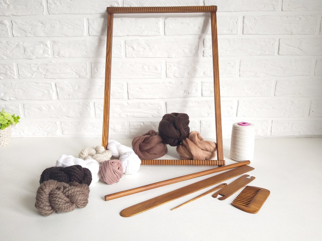 Beginner Weaving Loom Kit, Tapestry Frame Loom, Brown White Coffee - Etsy