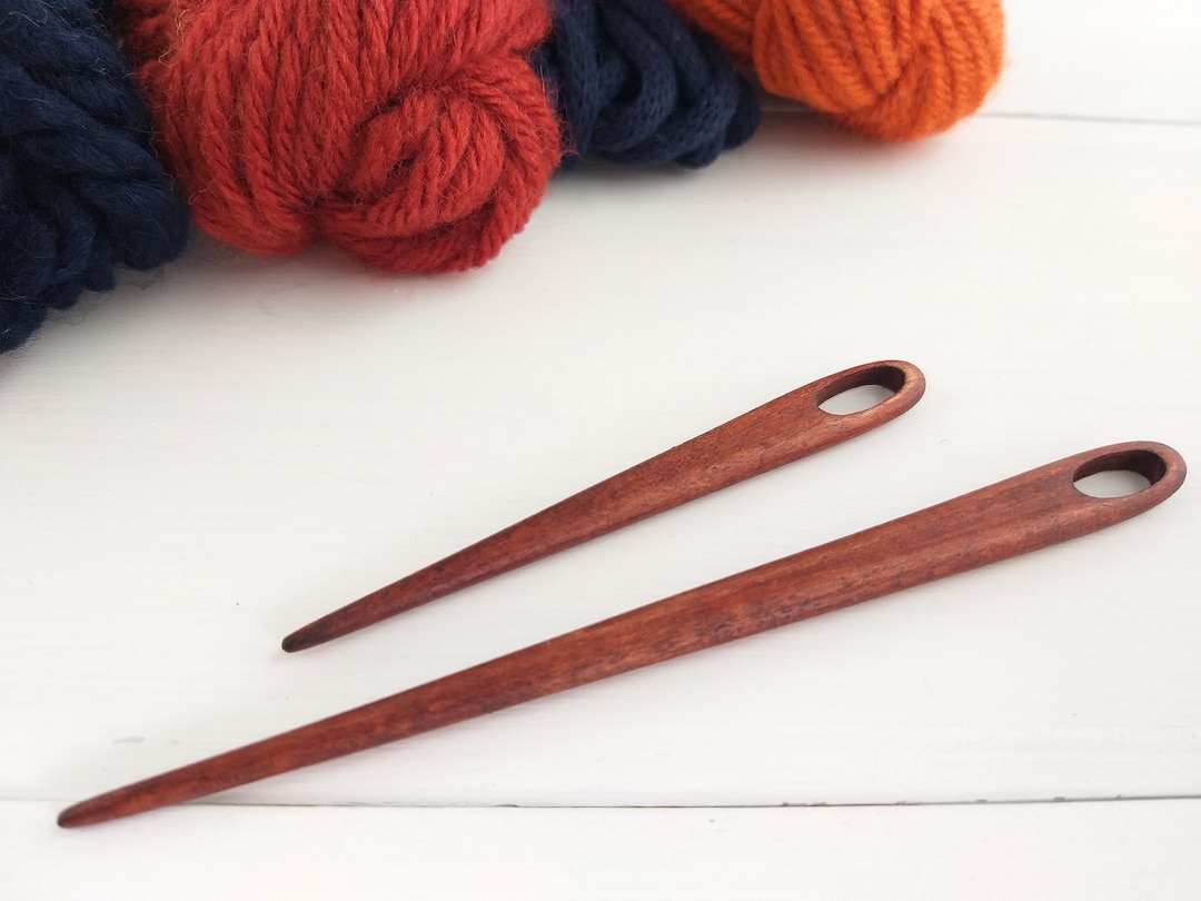 Handcarved Weaving Needles Set of 2, Wooden Tapestry Needle, Custom ...