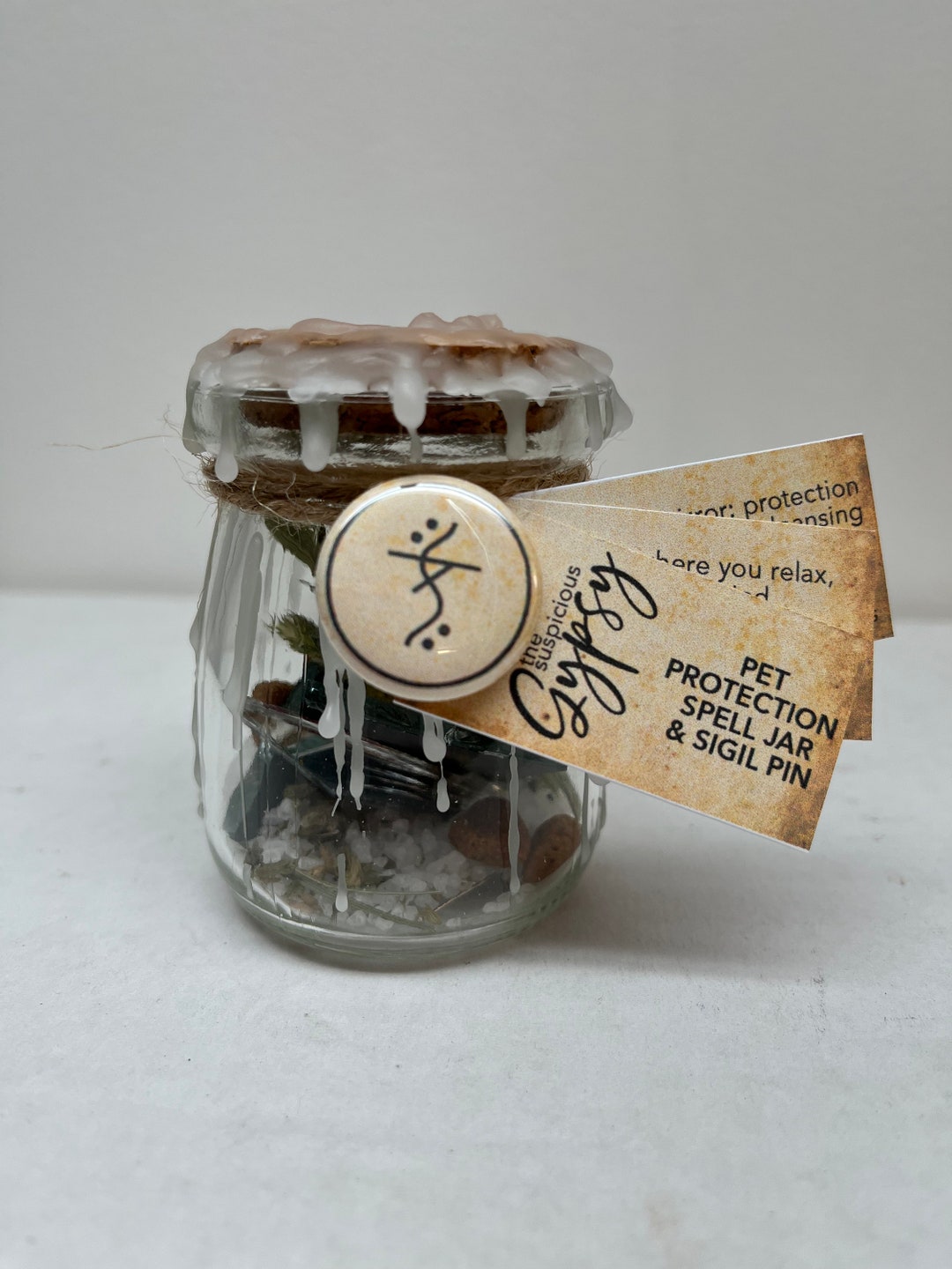 Pet Protection Spell Jar and Sigil Pin - Etsy