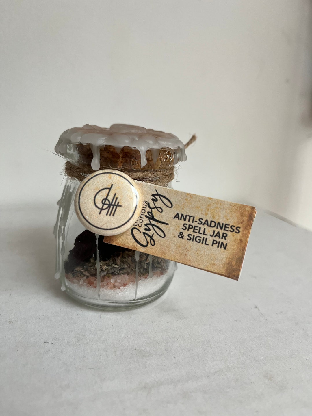 Anti-sadness Spell Jar and Sigil Pin - Etsy
