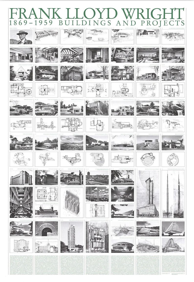 Frank Lloyd Wright Buildings and Projects Poster - Etsy