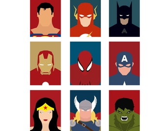 Superhero Print Set - Etsy
