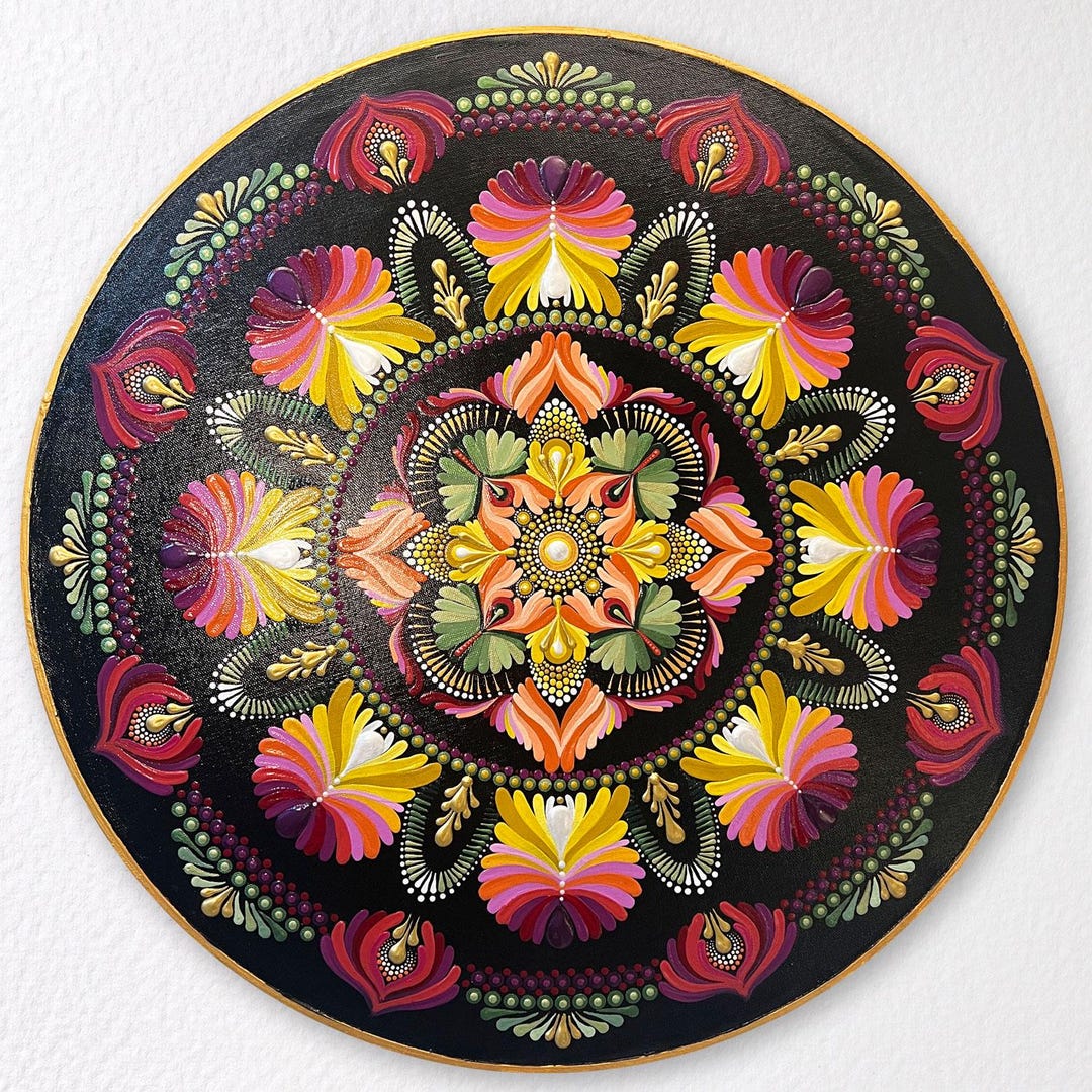 24 Dot Mandala Painting Original on Wood - Etsy