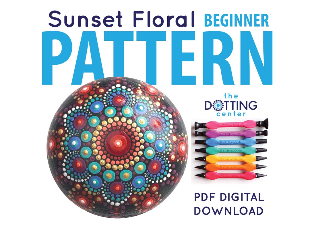 Sunset Floral Dot Mandala Pattern PDF (digital Download) Beginner Level ...