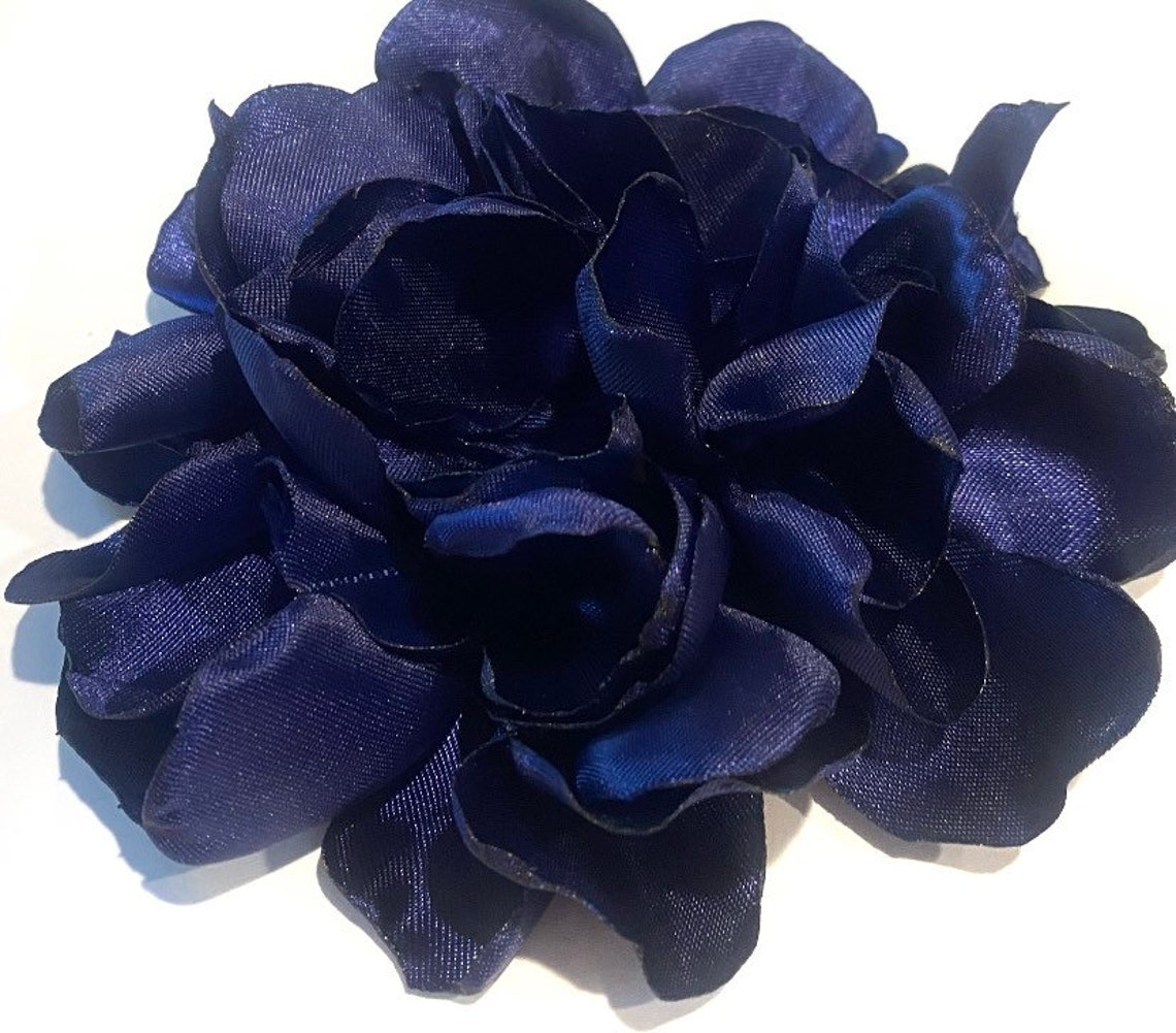 Navy Blue Fabric Flowers | Large Satin Flowers - Etsy