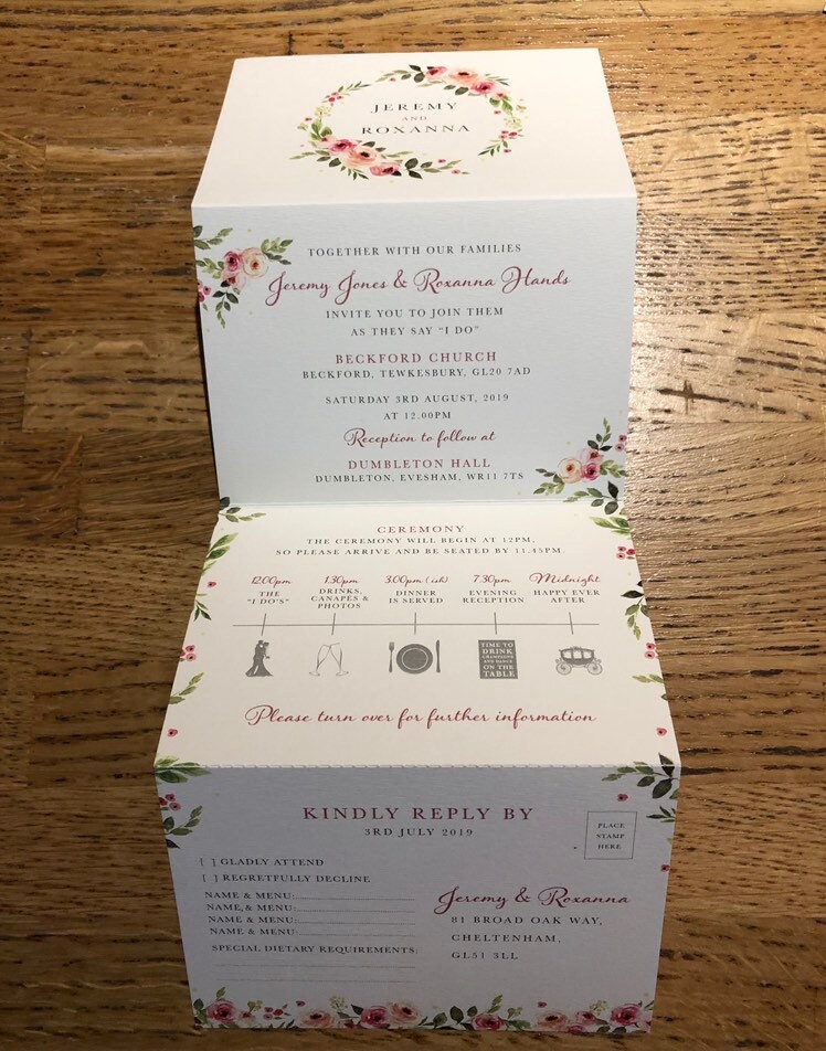 Floral Wedding Invitation Concertina Invitation Flowers - Etsy