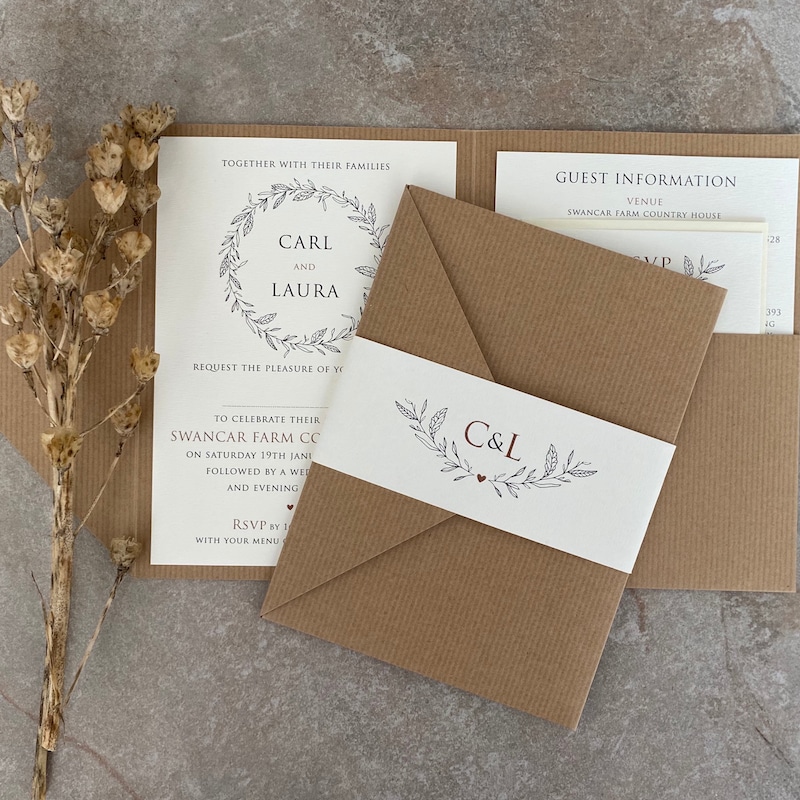 Kraft Wedding Invite - Etsy UK