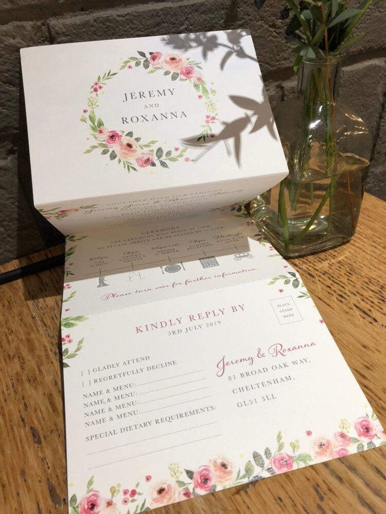 Floral Wedding Invitation Concertina Invitation Flowers - Etsy