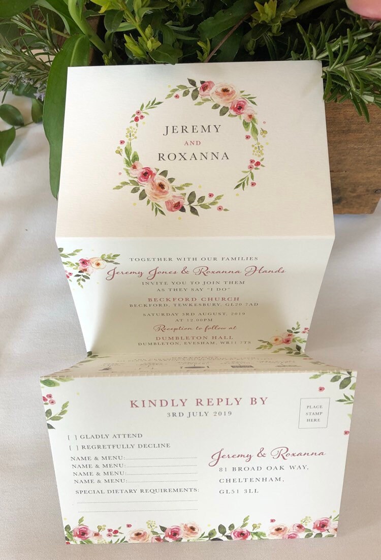 Floral Wedding Invitation Concertina Invitation Flowers - Etsy