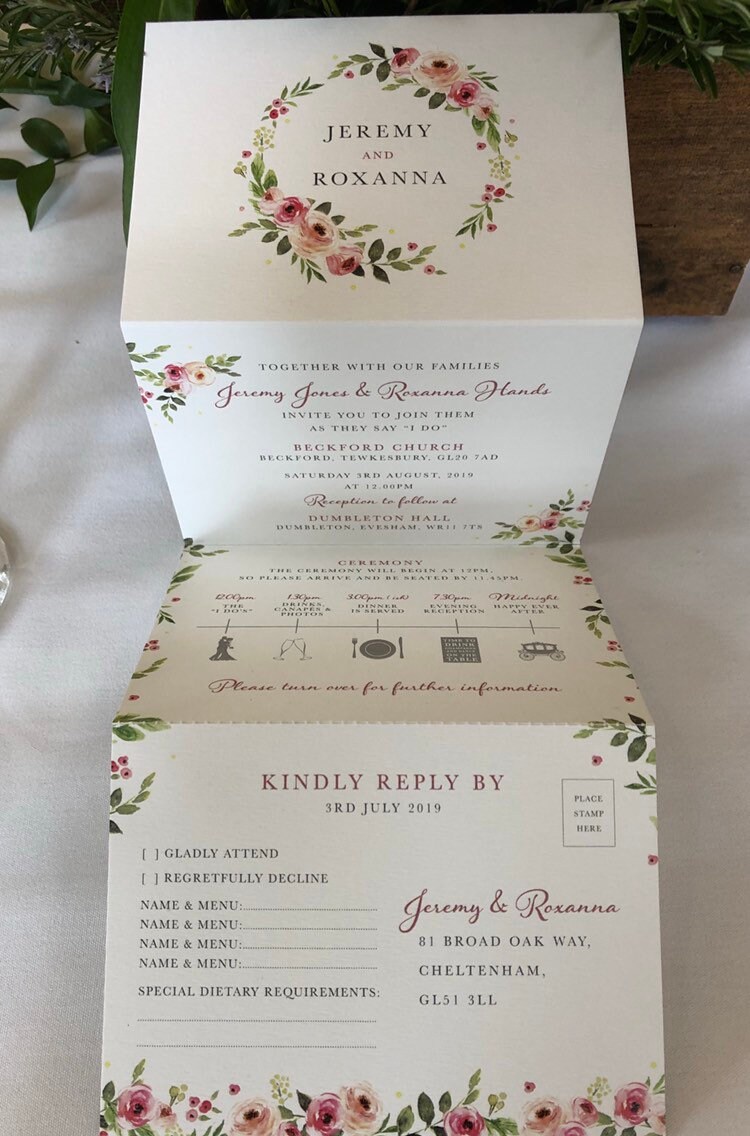 Floral Wedding Invitation Concertina Invitation Flowers - Etsy