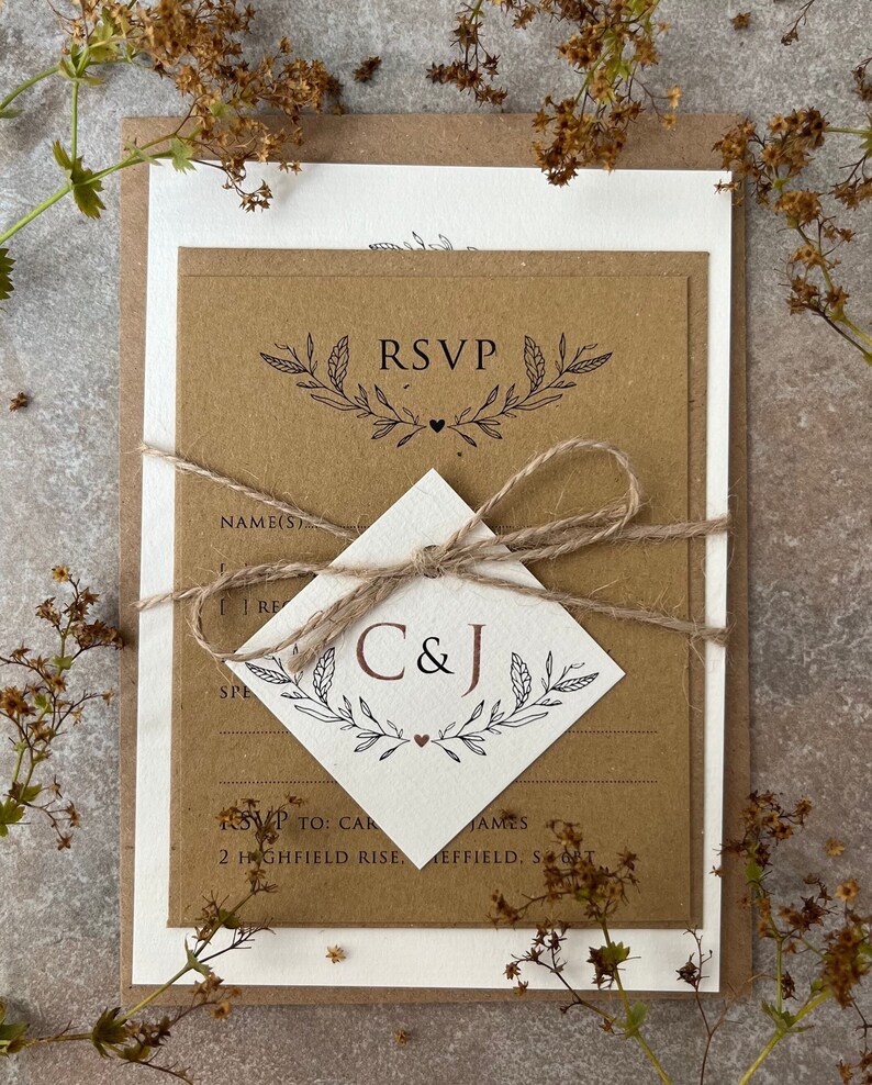 Woodland Rustic Wedding Invitation Bundle Invitation Kraft - Etsy UK