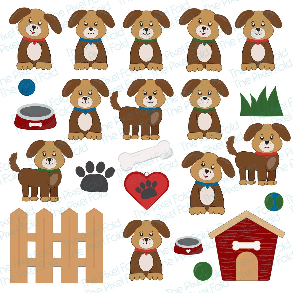 Puppy Love Clipart | Printable Dog PNG | Cute Puppies & Dogs - Etsy