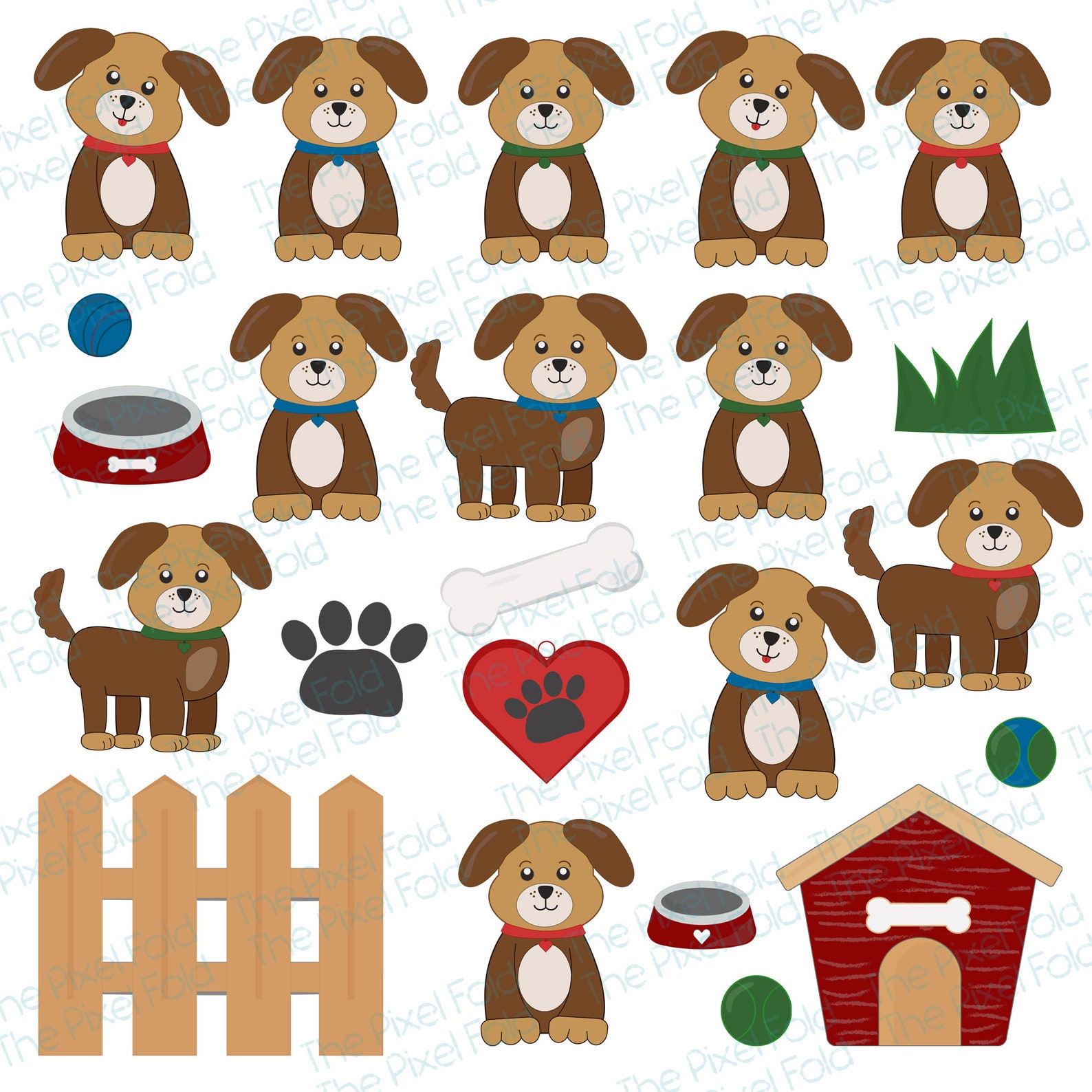 Puppy Love Clipart | Printable Dog PNG | Cute Puppies & Dogs - Etsy